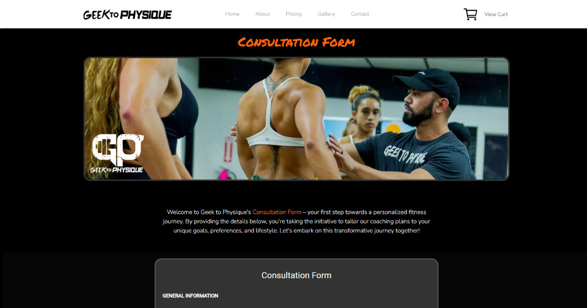 Geek to Physique - Personalized Consultation Form