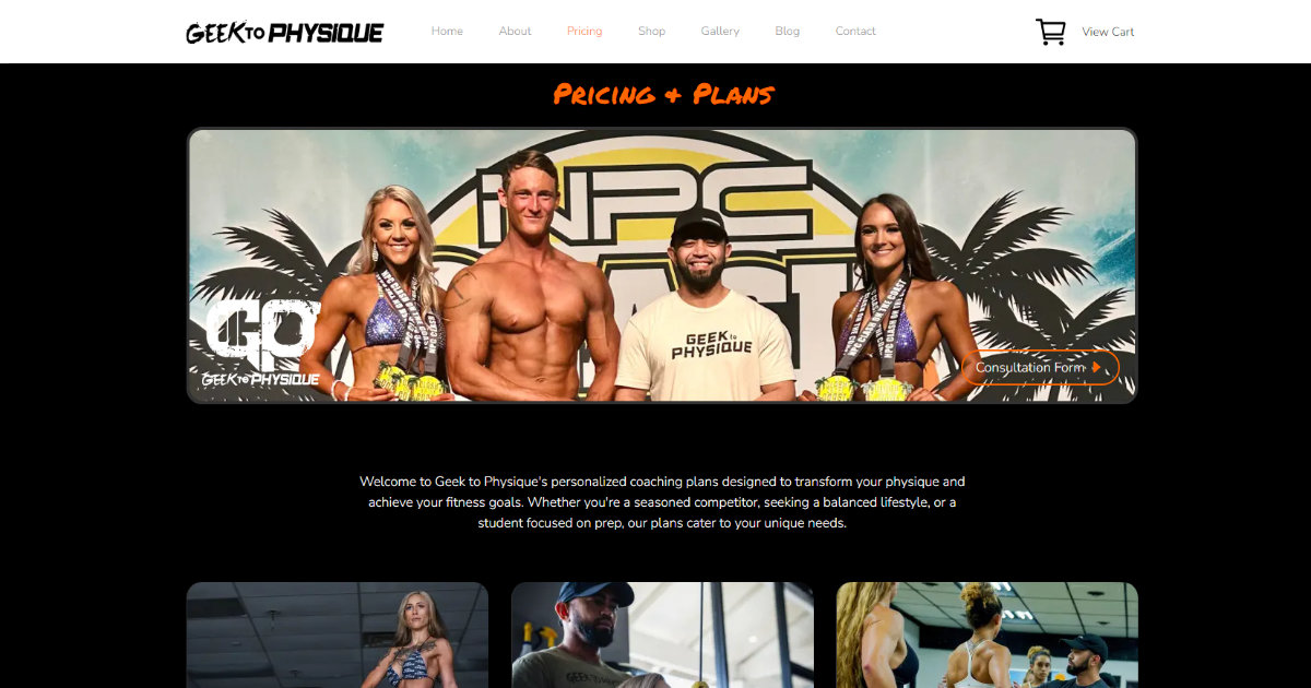 Personalized Coaching Plans - Geek to Physique Pricing